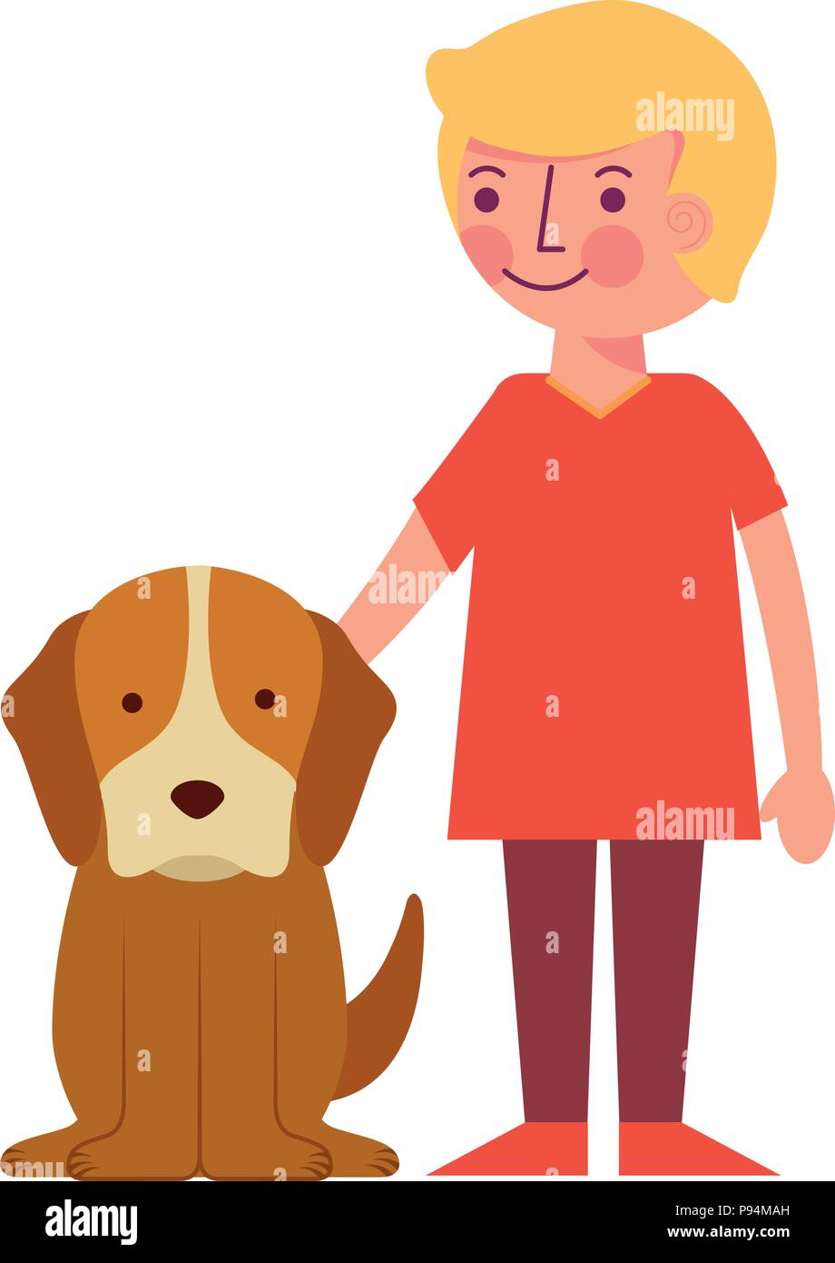 little boy with dog mascot avatar character vector illustration design ...