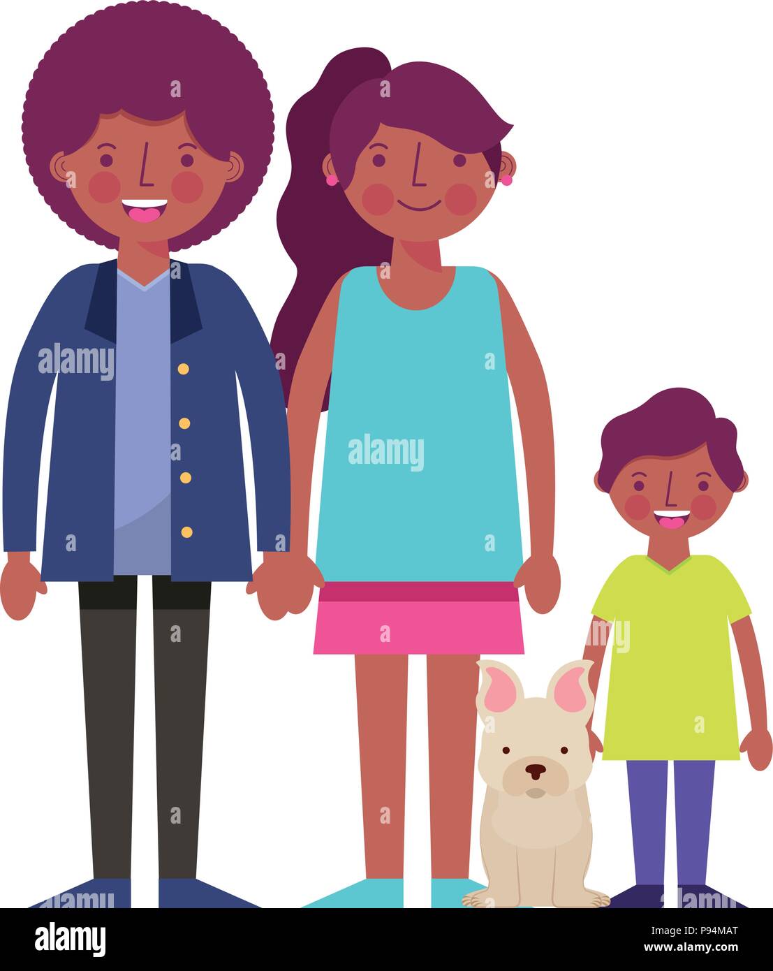happy family black with dog mascot icon vector illustration design ...