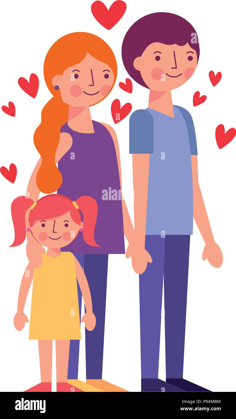 happy family with hearts avatars characters vector illustration design ...
