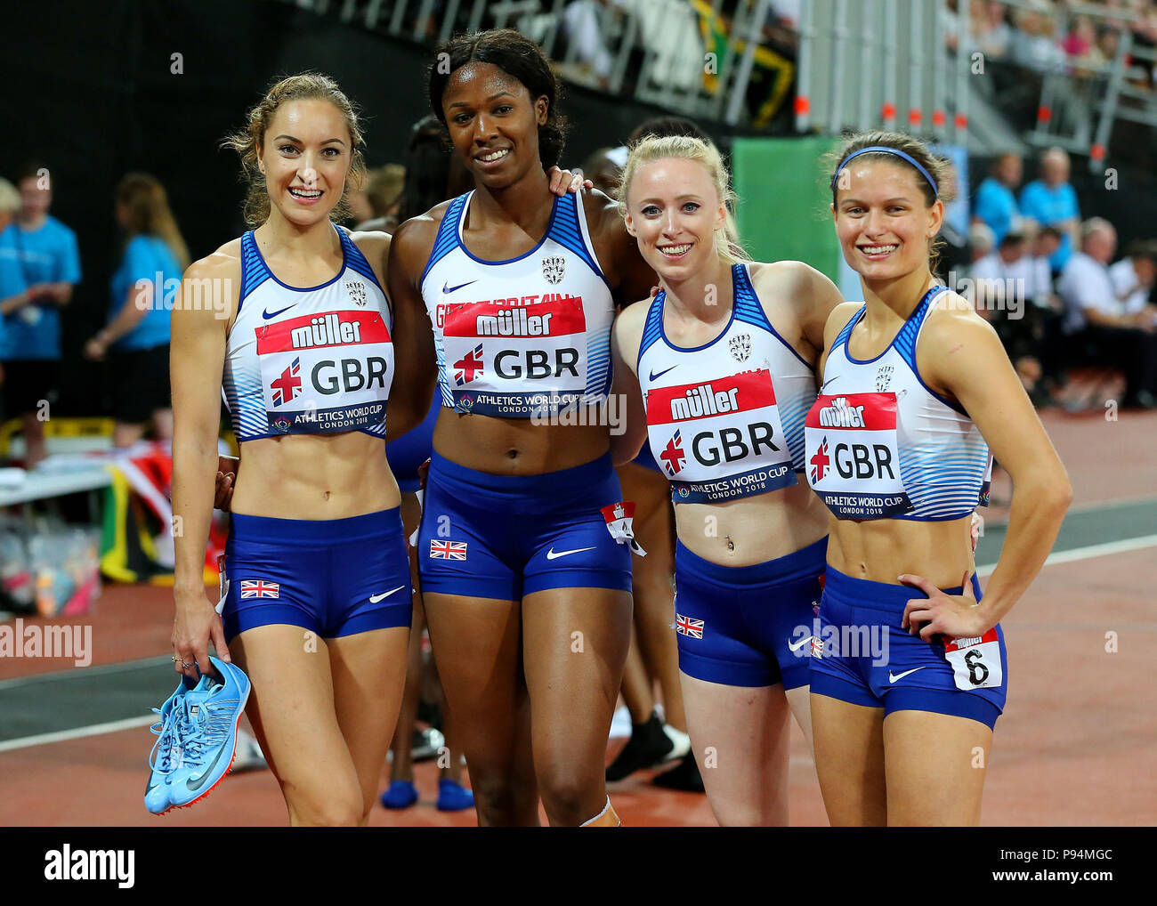 Great Britain's Women after competing in the 400m relay during day one ...