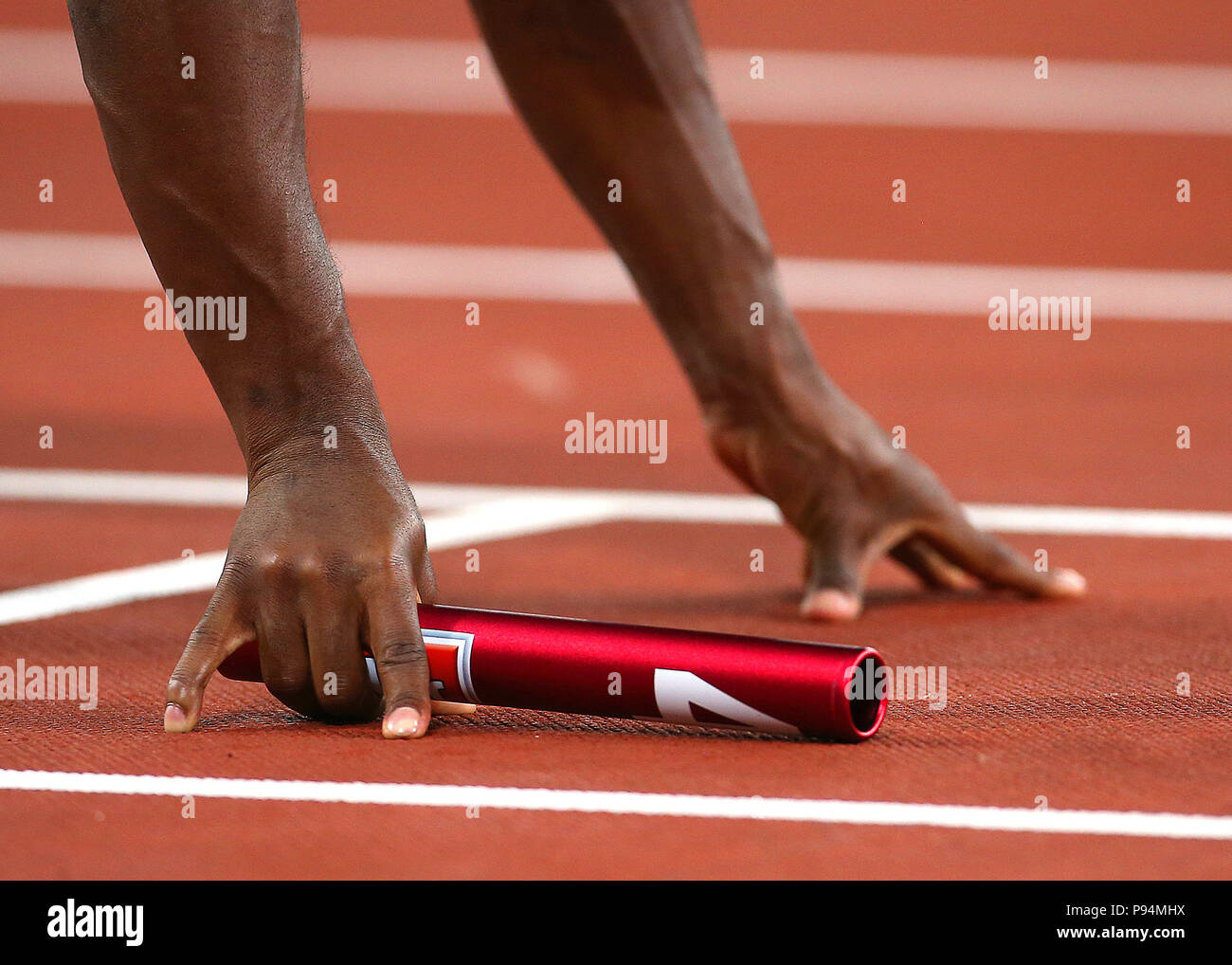 Great Britain prepares to compete in the 4 x 400m relay during day one ...