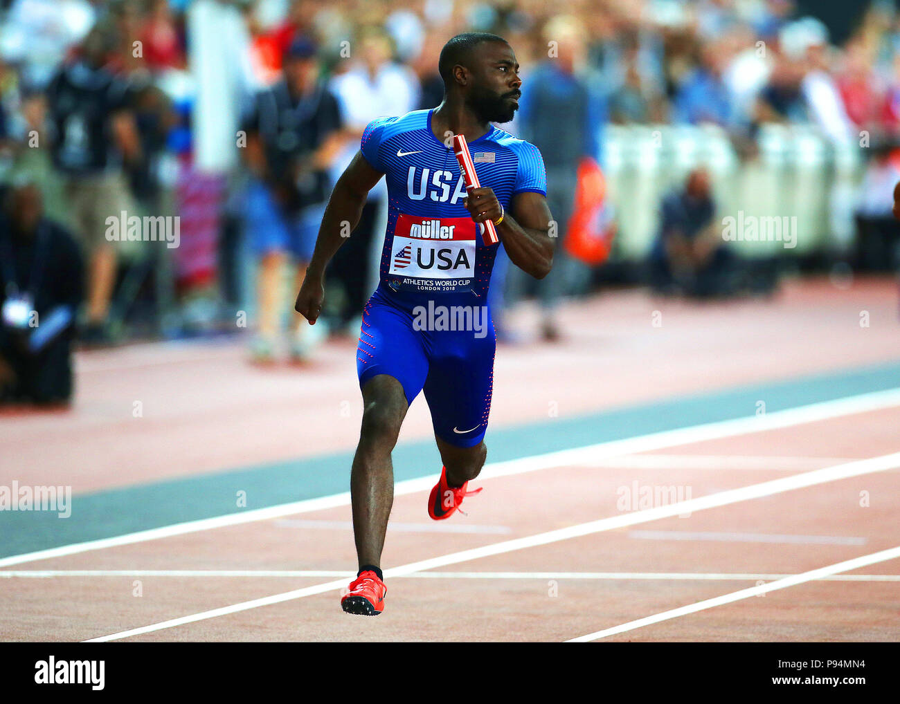 Team USA Men win the 4 x 400m relay during day one of the Athletics ...