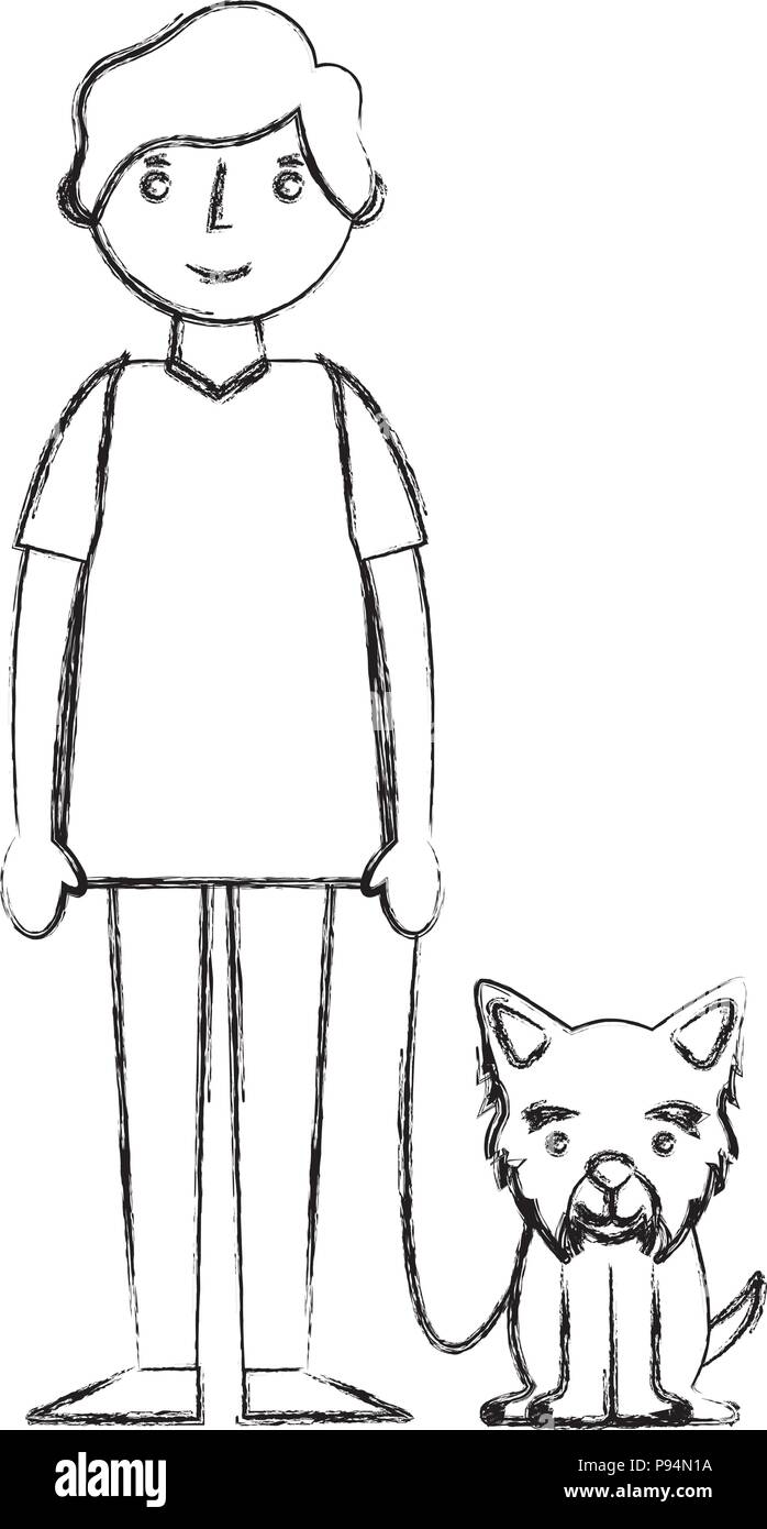 young man with dog mascot avatar character vector illustration design ...