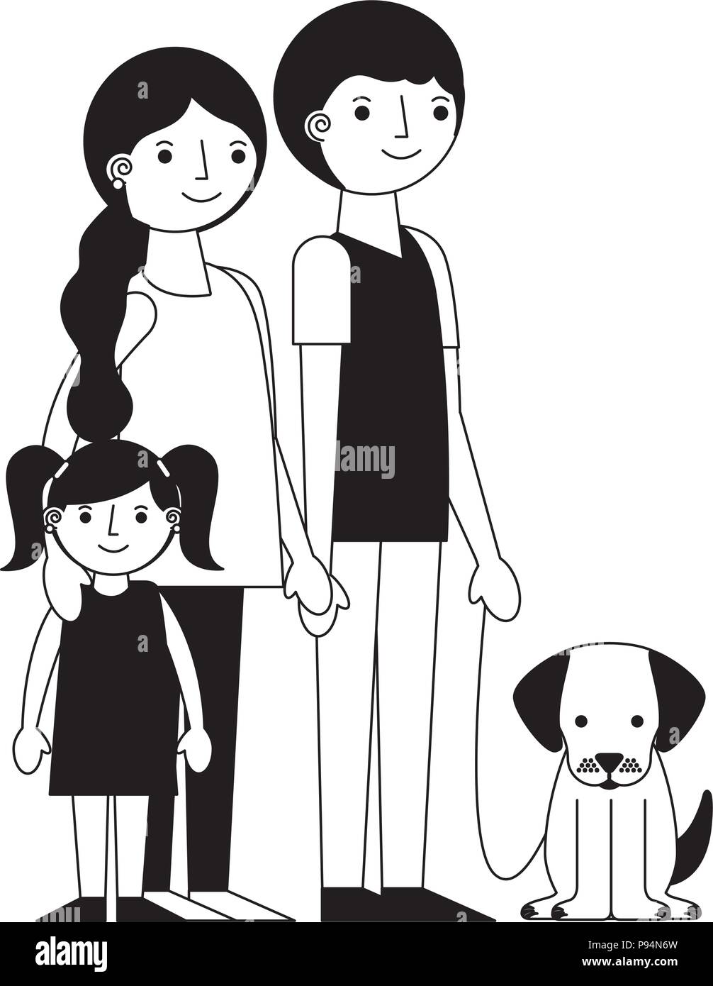 happy family with dog mascot avatars characters Stock Vector Image ...