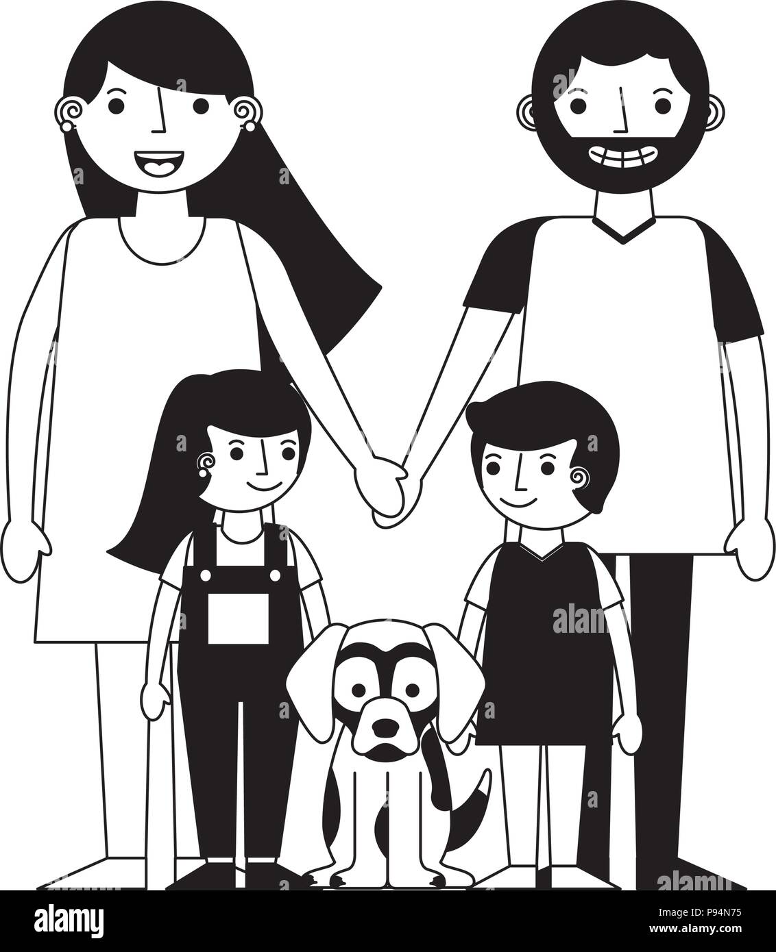 happy family with dog mascot avatars characters Stock Vector Image ...