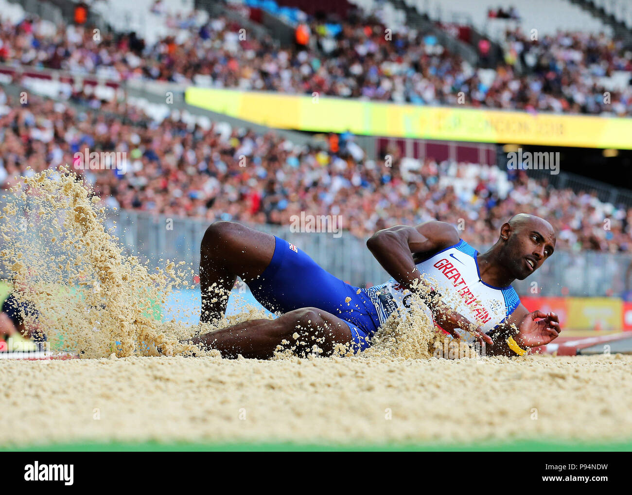 Great Britain's Nathan Douglas competes in the Mens Triple Jump during ...
