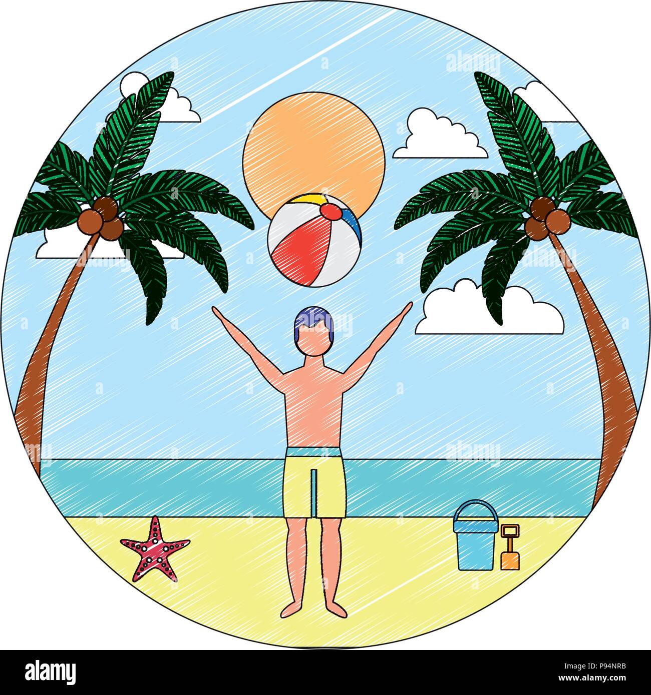 man in swimsuit on beach tropical Stock Vector Image & Art - Alamy