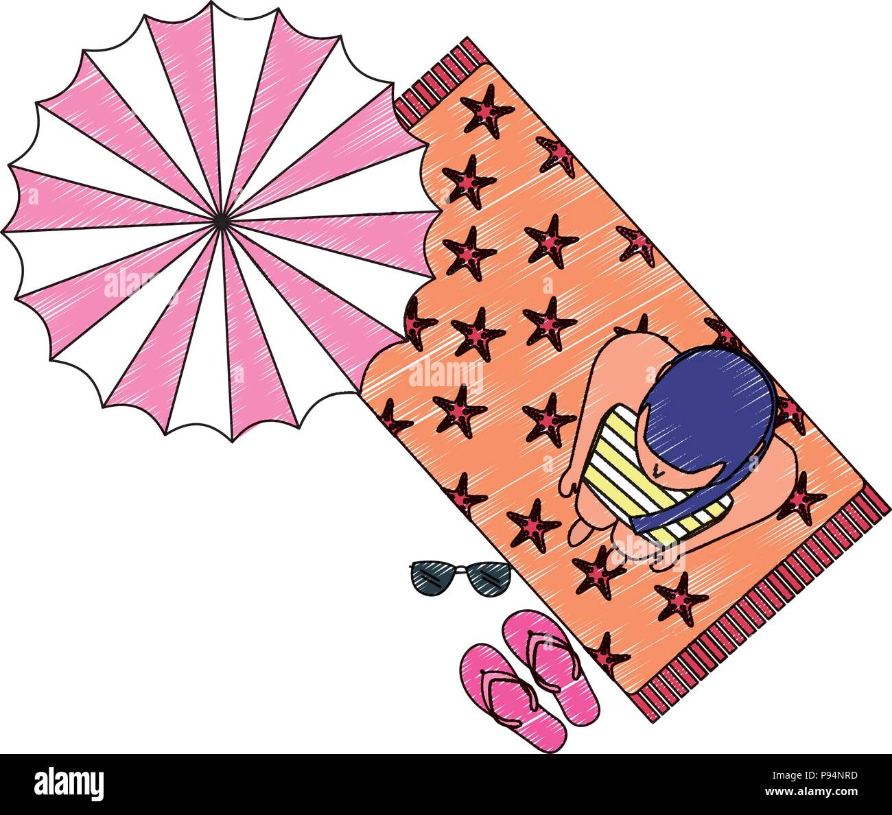 Woman lying sunbathing on beach Cut Out Stock Images & Pictures - Alamy