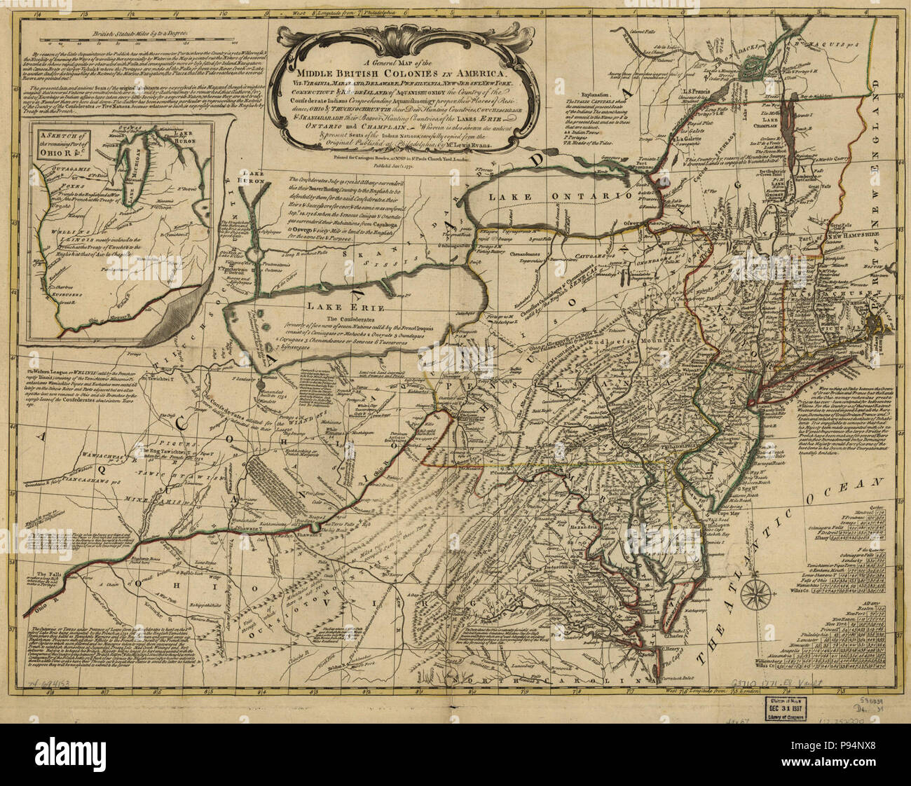 A general map of the middle British colonies in America, viz. Virginia ...