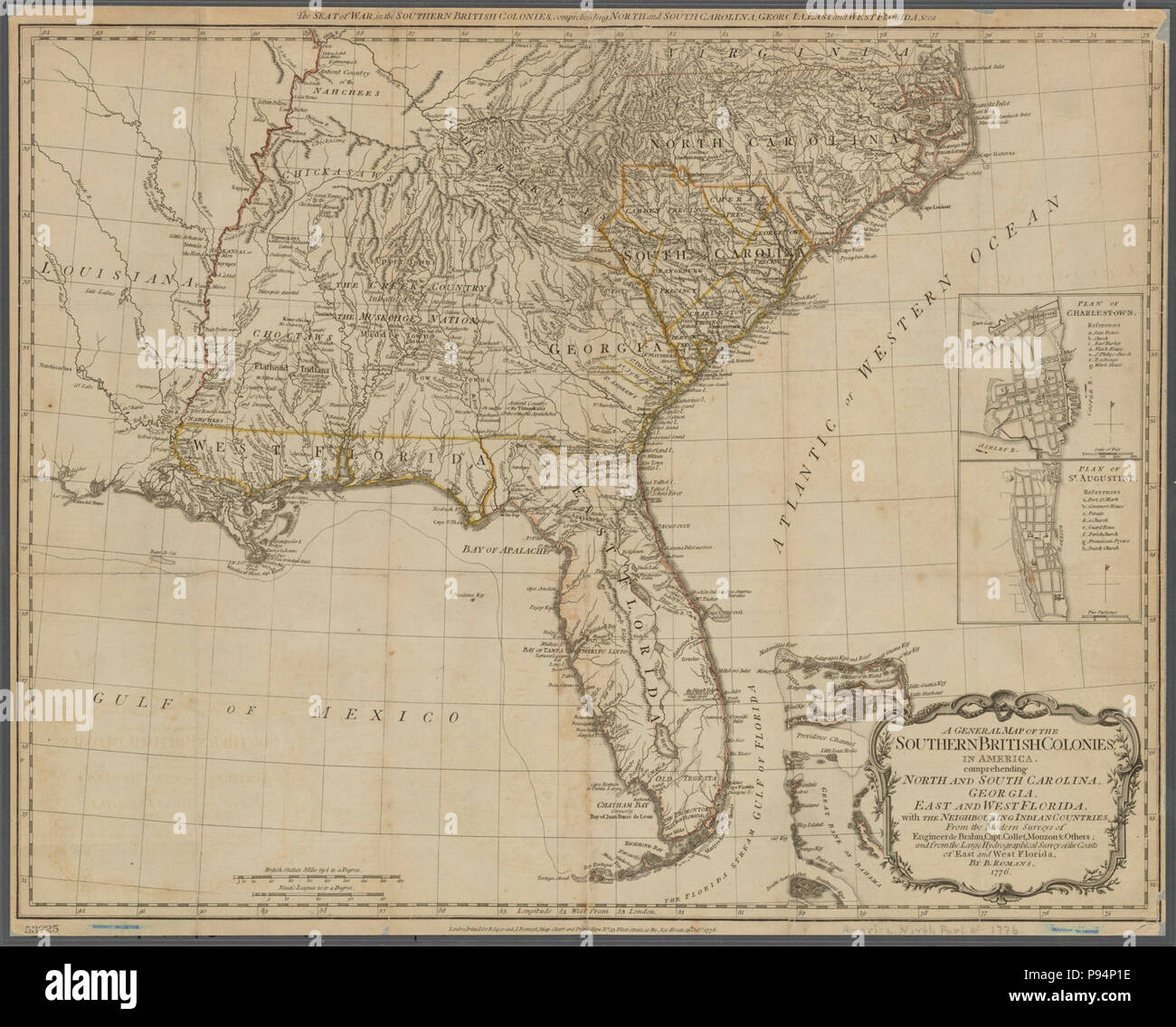 A general map of the southern British colonies in America Stock Photo ...