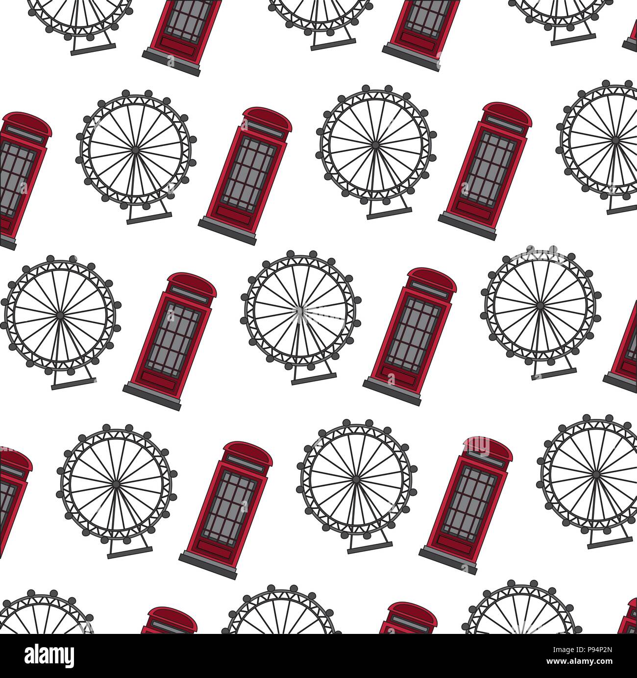 english telephone box and wheel london eye pattern Stock Vector Image ...