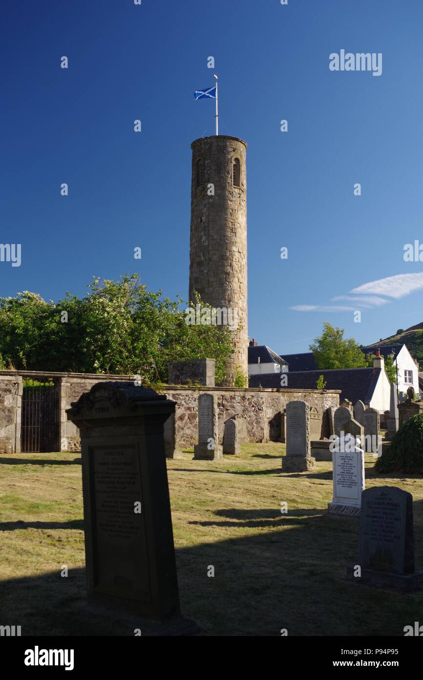 Abernethy 11th Century Round Tower Flying the Scottish Saltire St ...