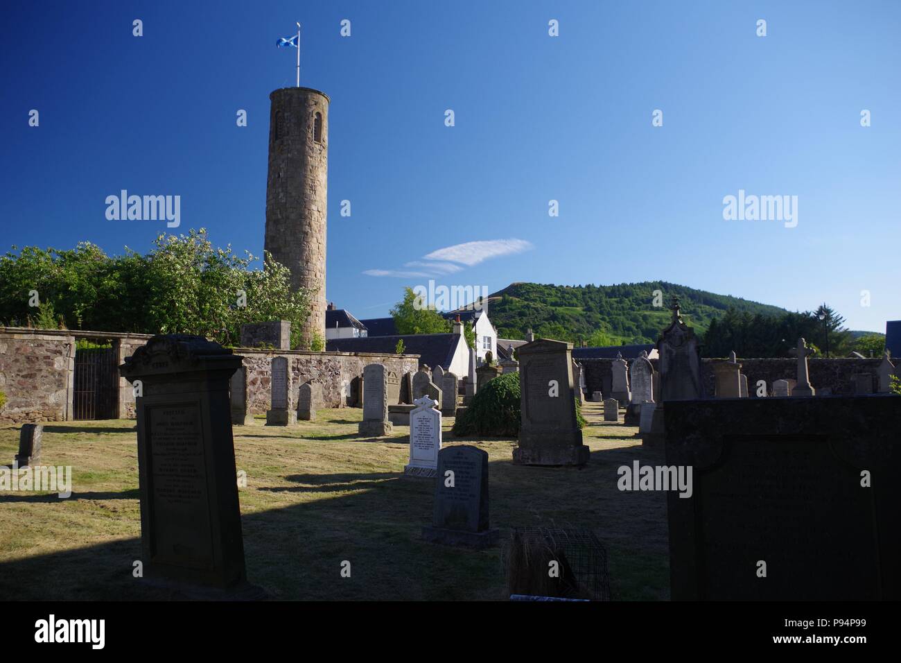 Abernethy 11th Century Round Tower and Graveyard. Perth, Scotland, UK ...