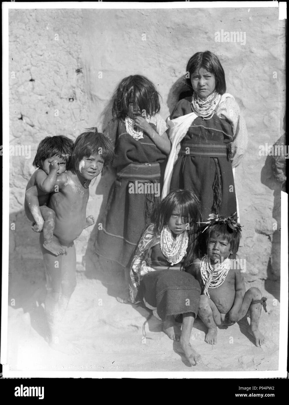 A group of Hopi children on the Dance Plaza at Walpi (Walpai), Arizona, ca.1898 (CHS-4632 Stock ...