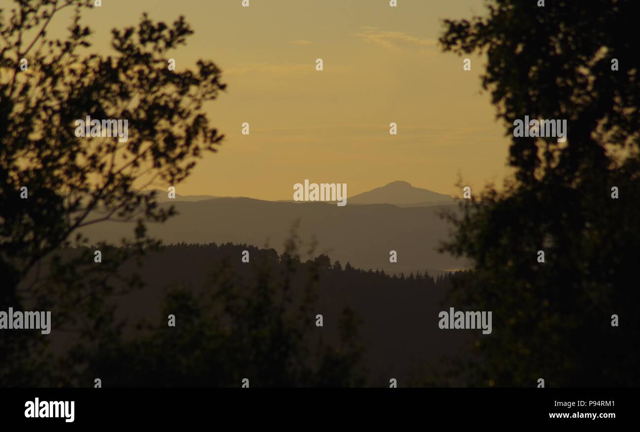 Summer Sunset over the Tay Valley from Castle law. Abernethy, Perth ...