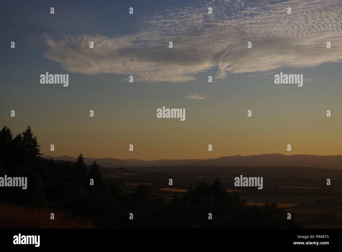 Summer Sunset over the Tay Valley from Castle law. Abernethy, Perth ...