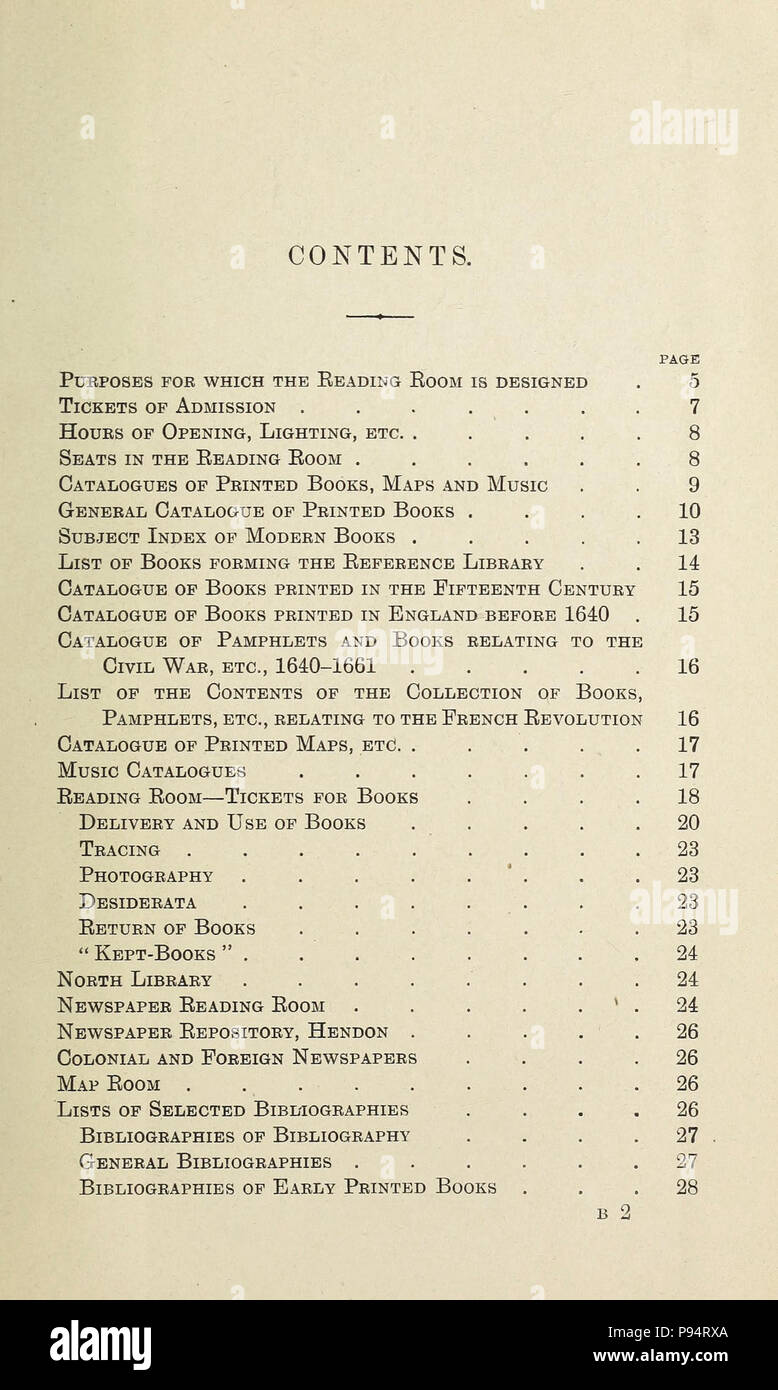 A guide to the use of the Reading Room (Page 3 Stock Photo - Alamy