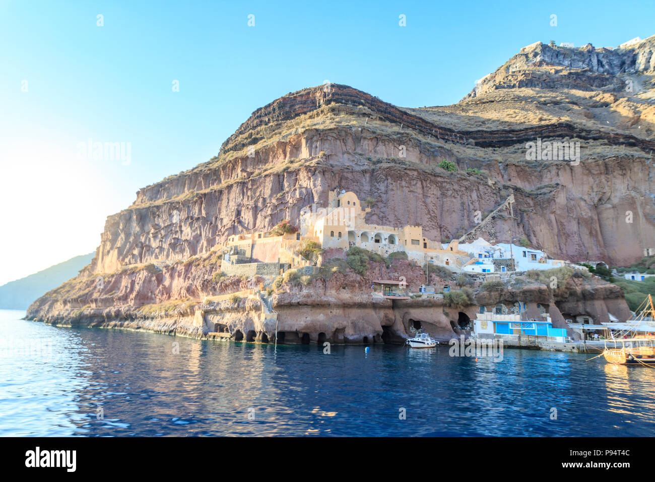 Fira port corner in Fira town, Santorini island, Greece Stock Photo - Alamy