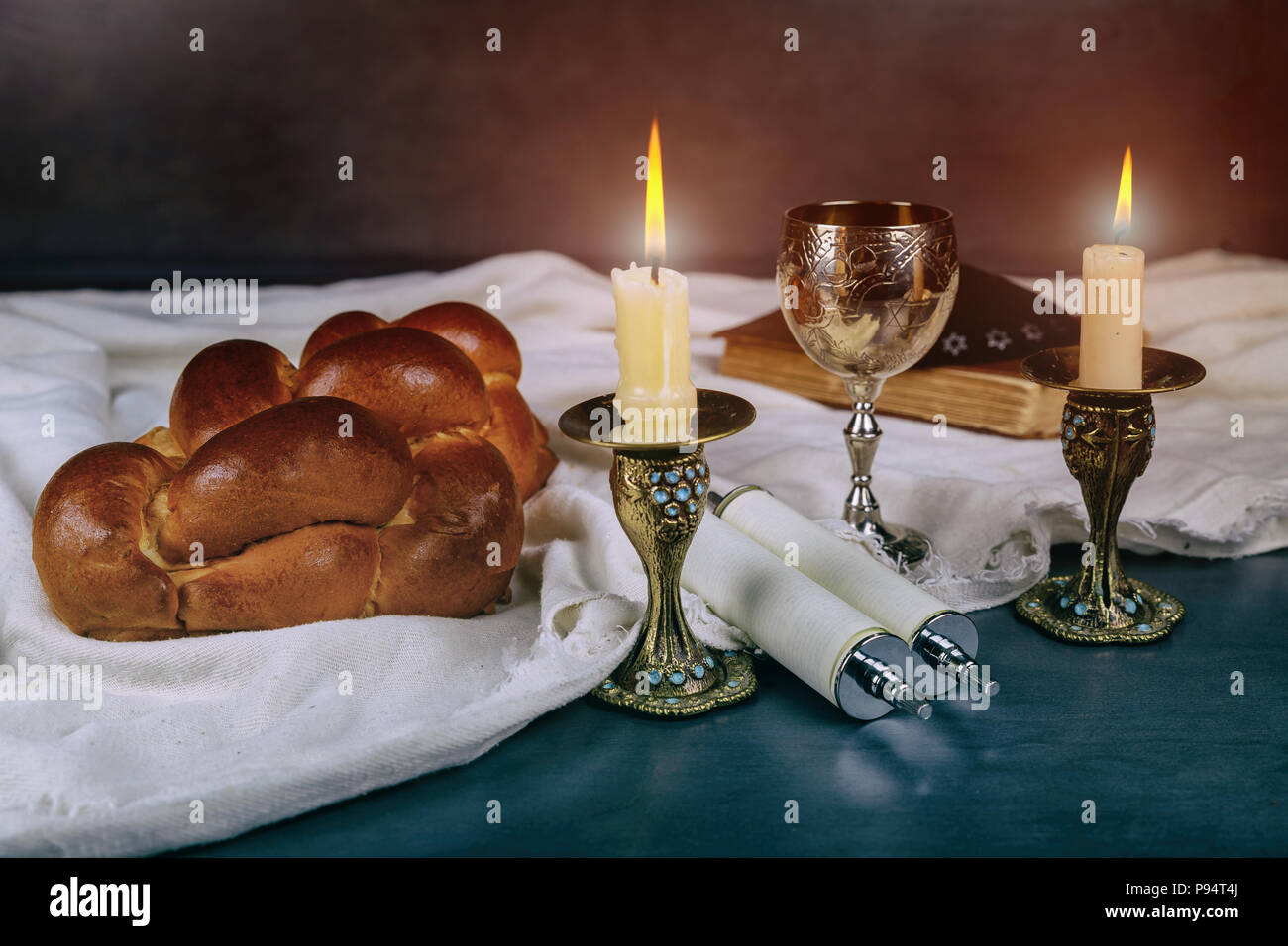 Saturday Sabbath Havdala ceremony at the end of Jewish Saturday Stock ...