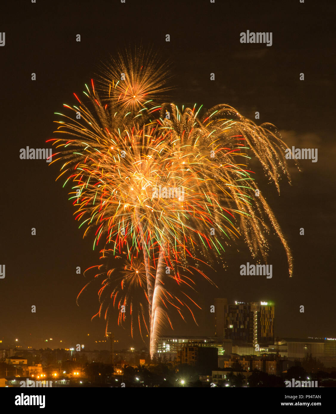 Colorful fireworks explosion in the dark sky Stock Photo - Alamy