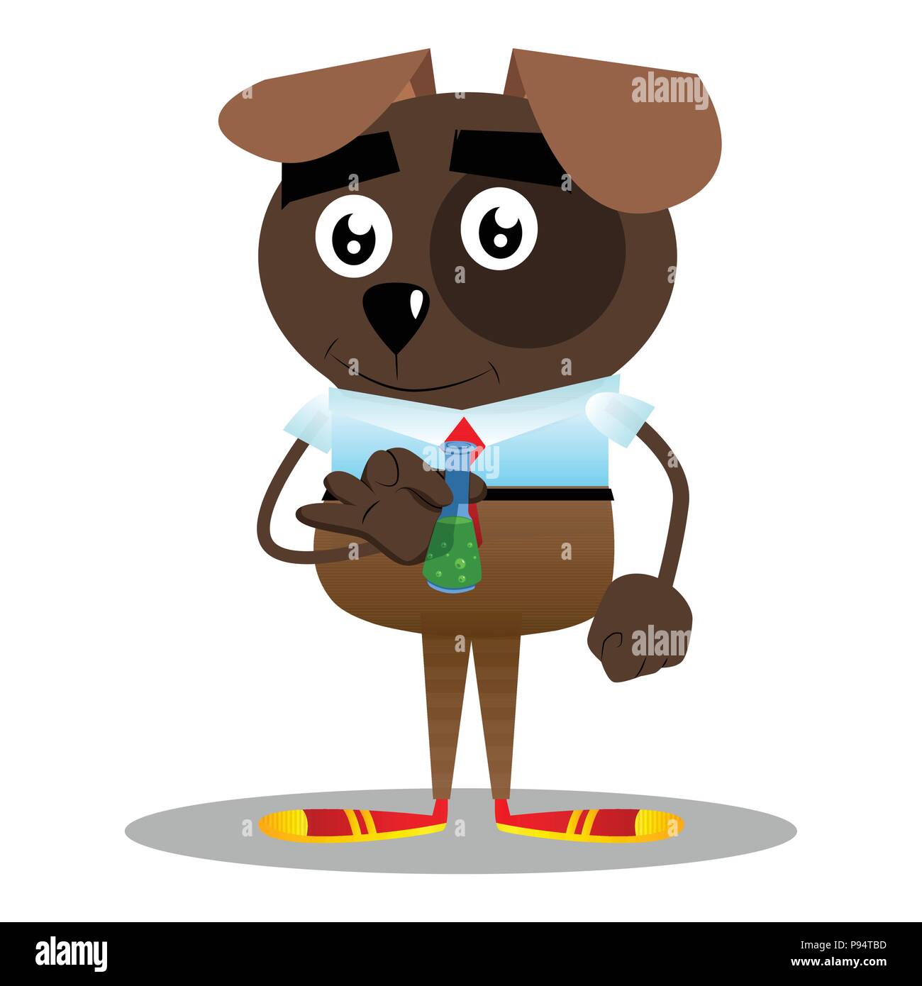 Cartoon illustrated business dog holding a test tube Stock Vector Image ...