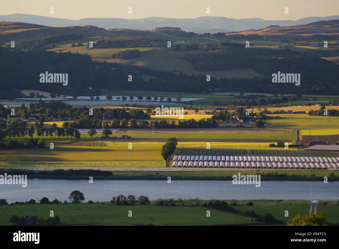 Poly Tunnel Fruit Farming by the River Tay in the Golden Light of ...