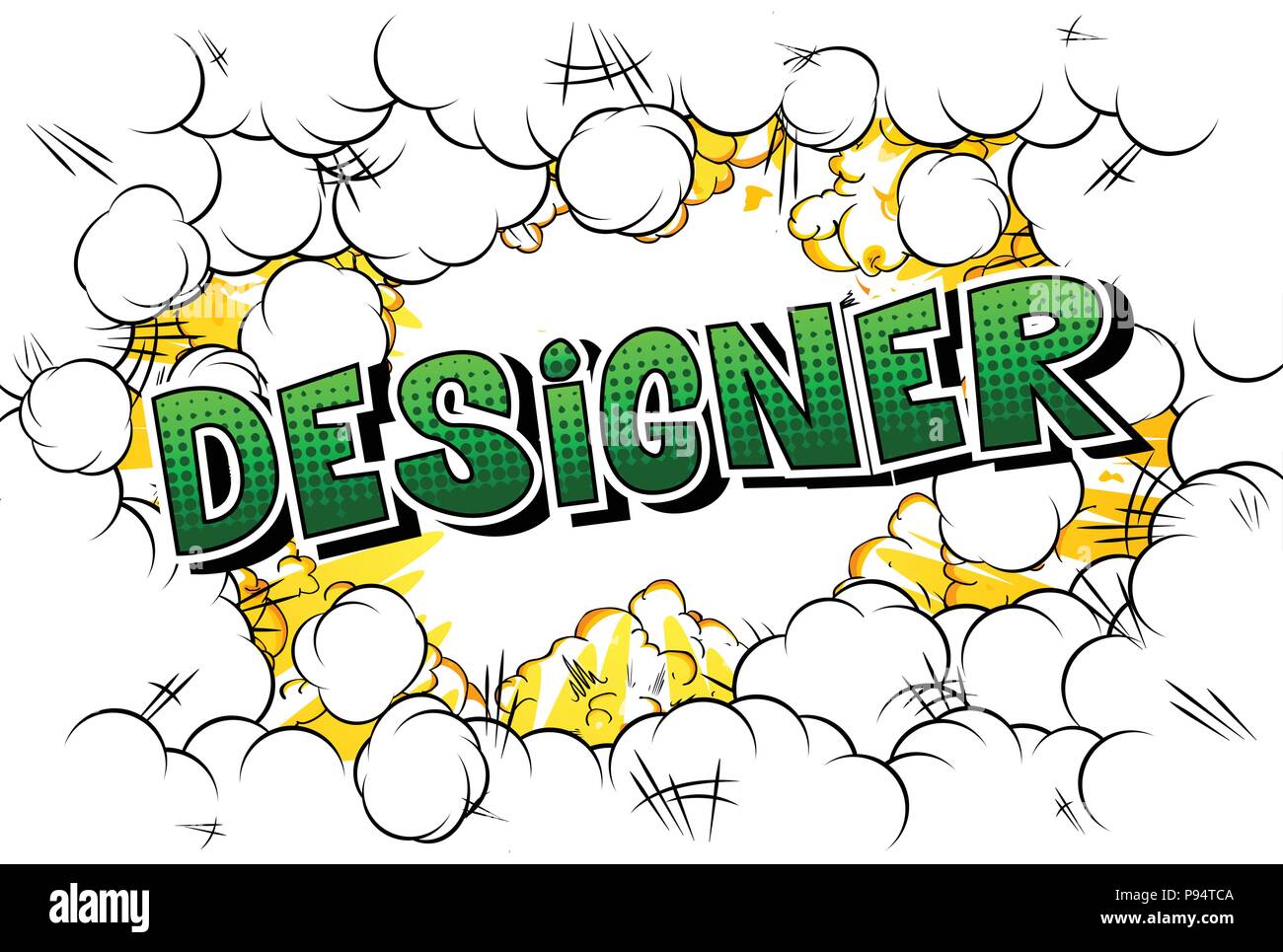 Designer - Comic book style word on abstract background Stock Vector ...