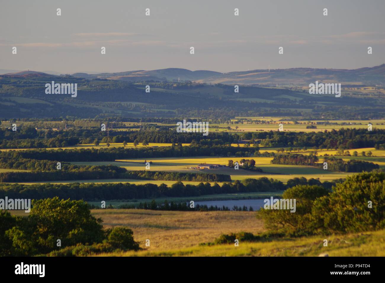 Tay Valley Farmland Landscape and Scottish Hills in the Golden Light of ...