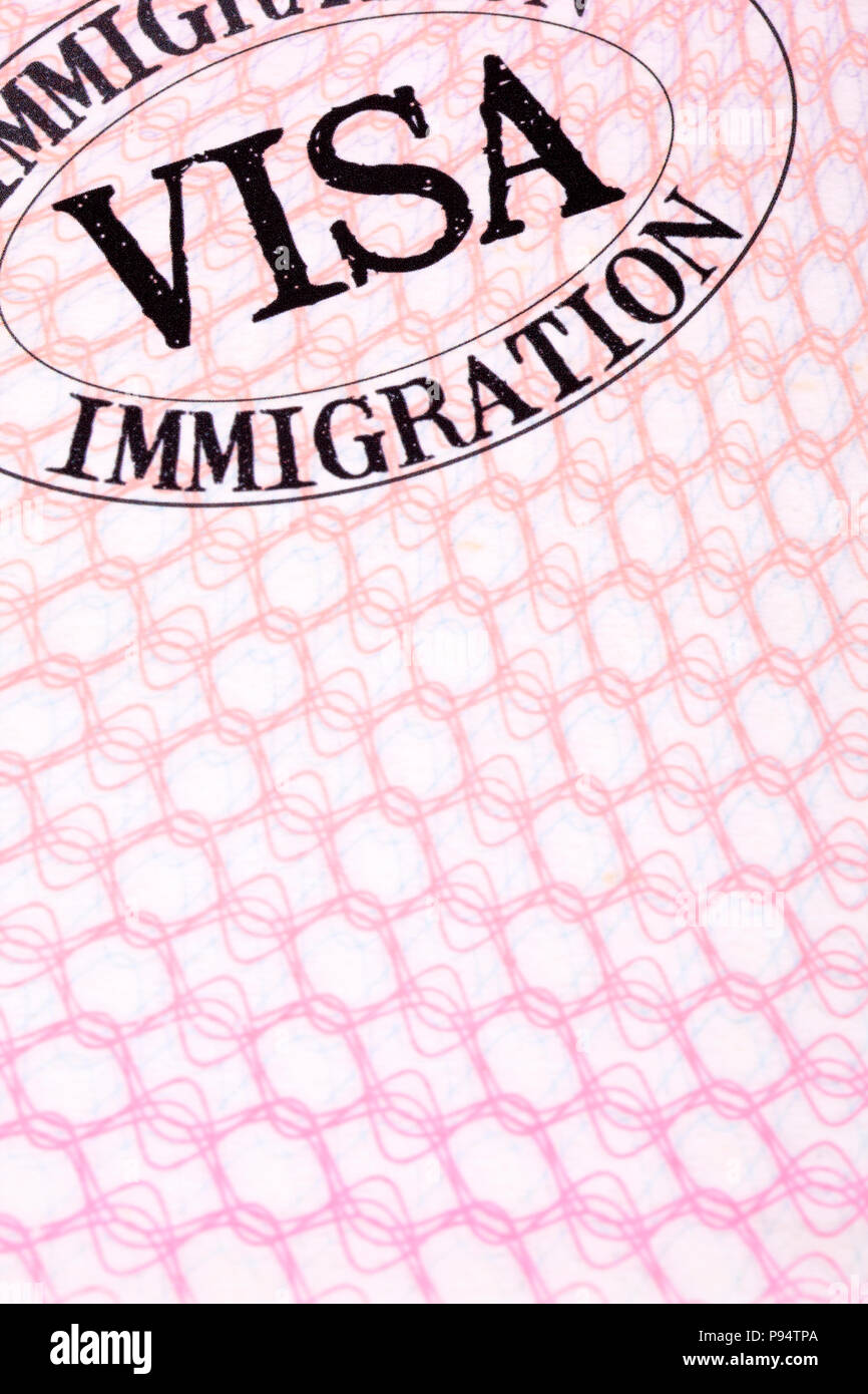 Immigration visa document passport page close up Stock Photo - Alamy