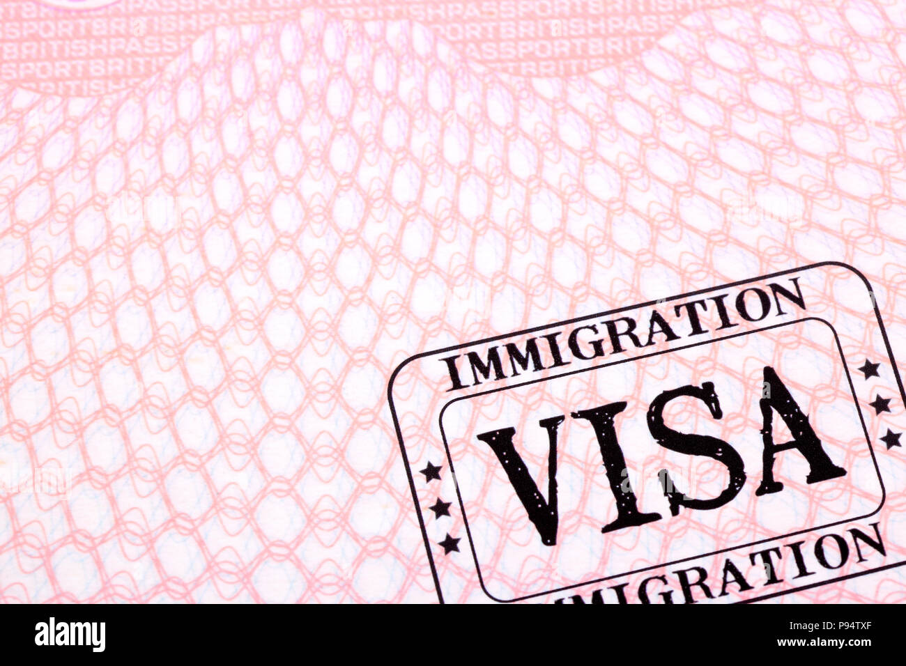 Immigration visa stamp passport page close up Stock Photo - Alamy