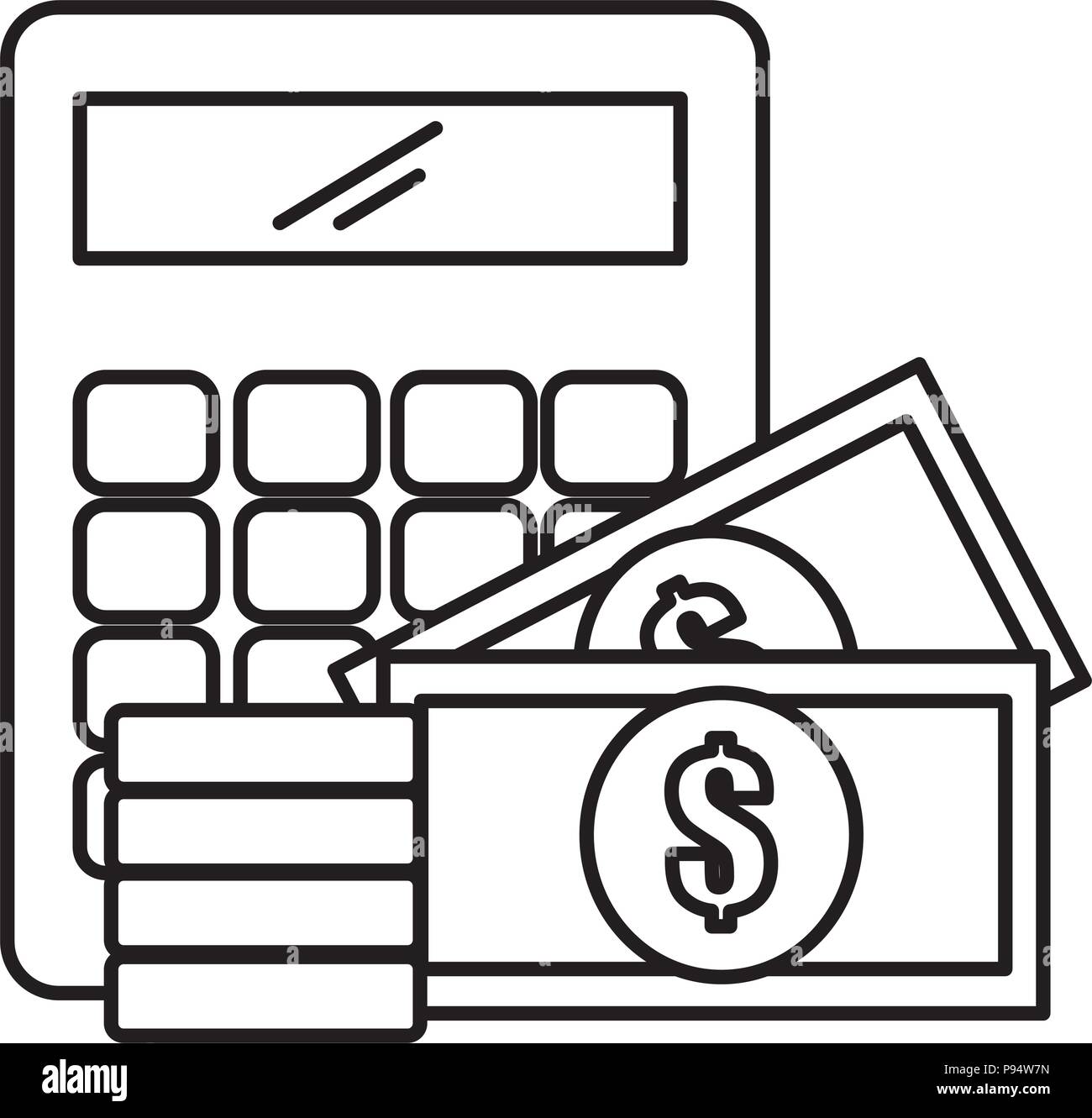 calculator math with coins and bills Stock Vector Image & Art - Alamy