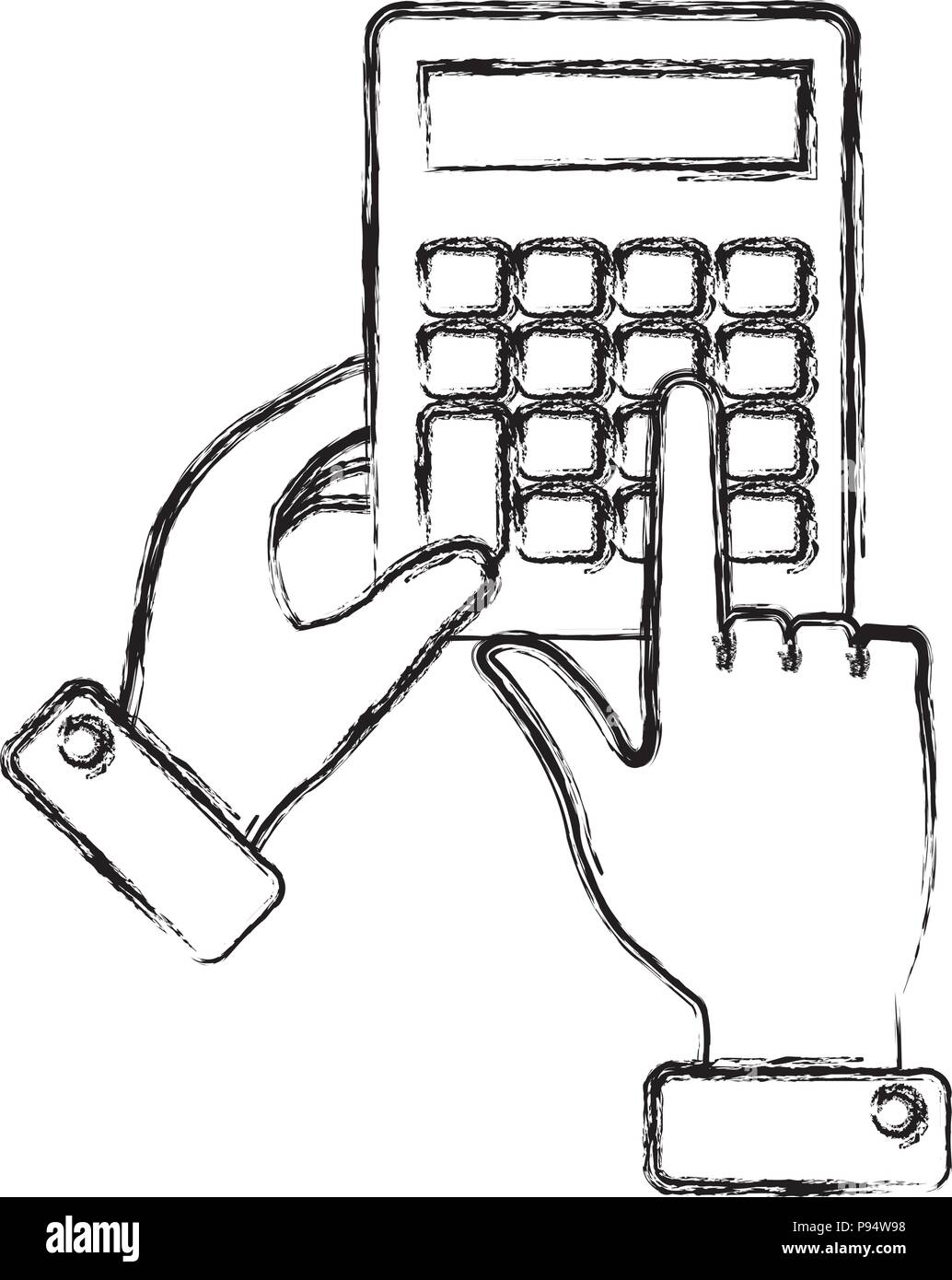 hands with calculator math isolated icon Stock Vector Image & Art - Alamy