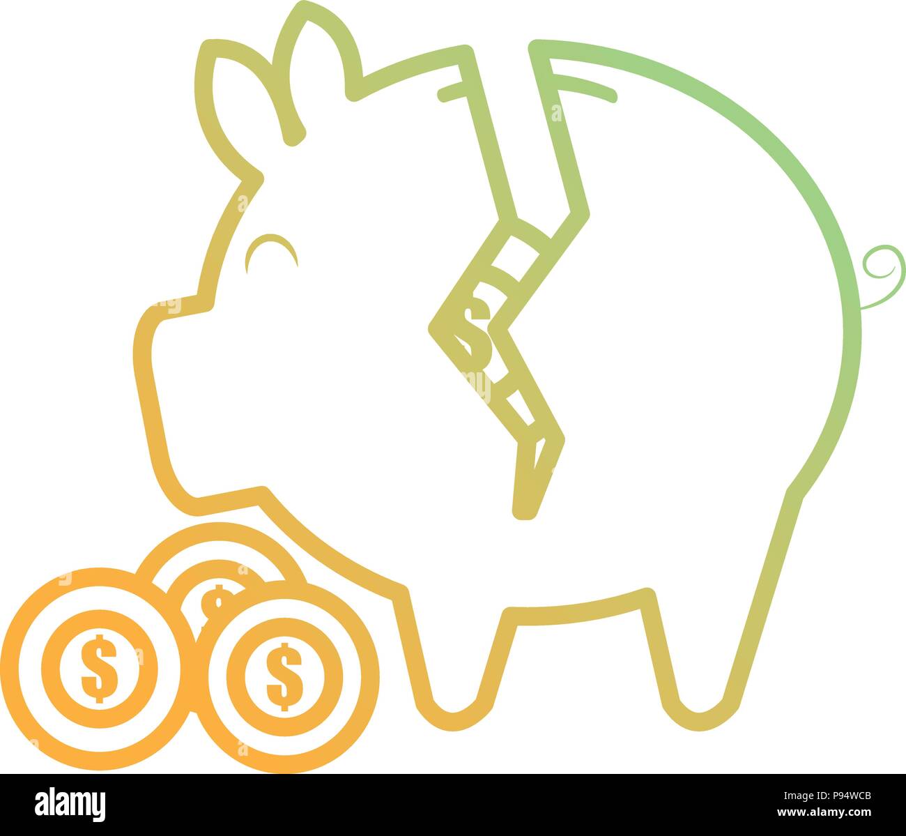 Broken piggy bank coins Stock Vector Images - Alamy
