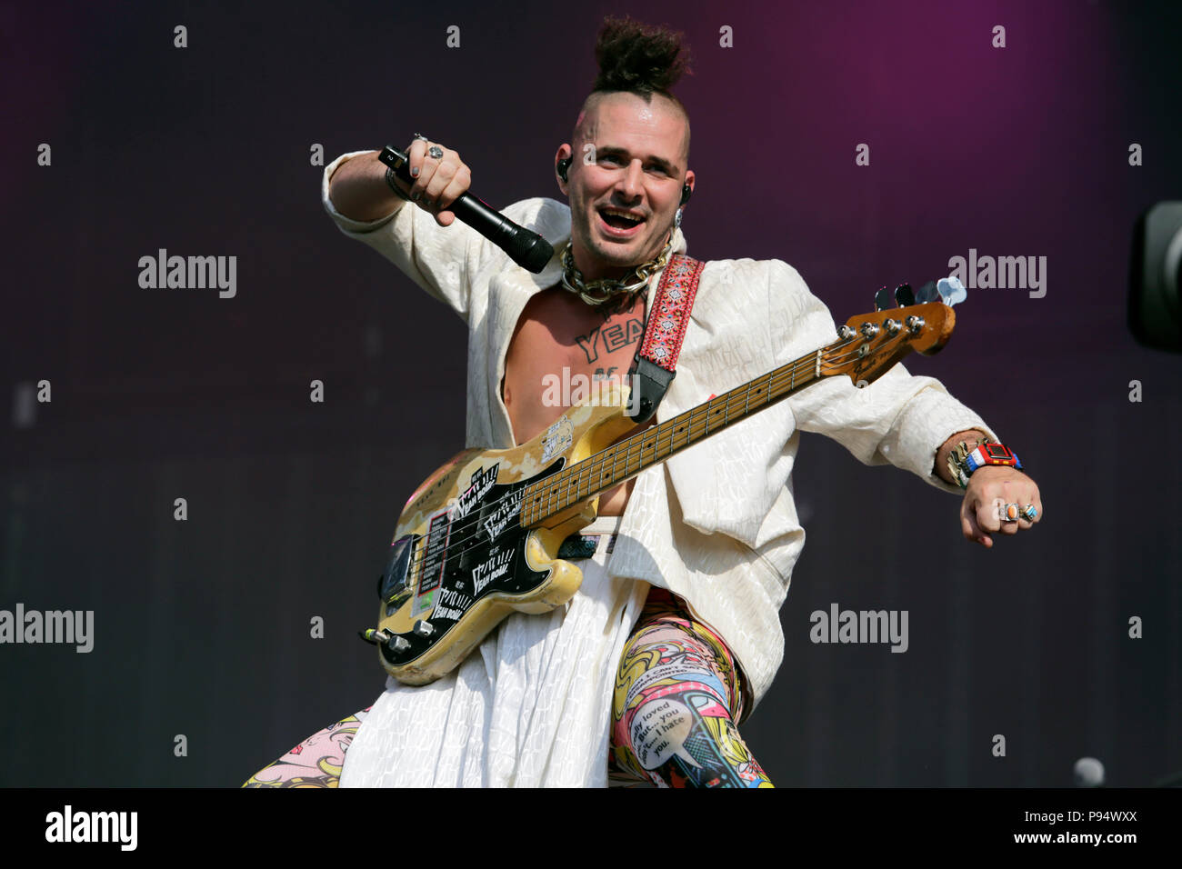 London, UK, 14 July 2018. Cole Whittle of DNCE performs on stage at ...
