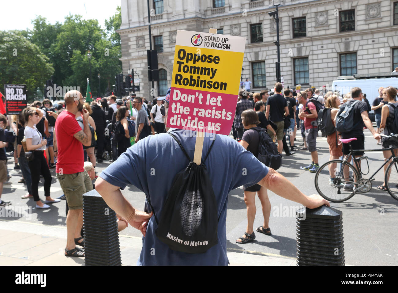 London, England. 14th July 2018. Socialist Workers Party supporters ...