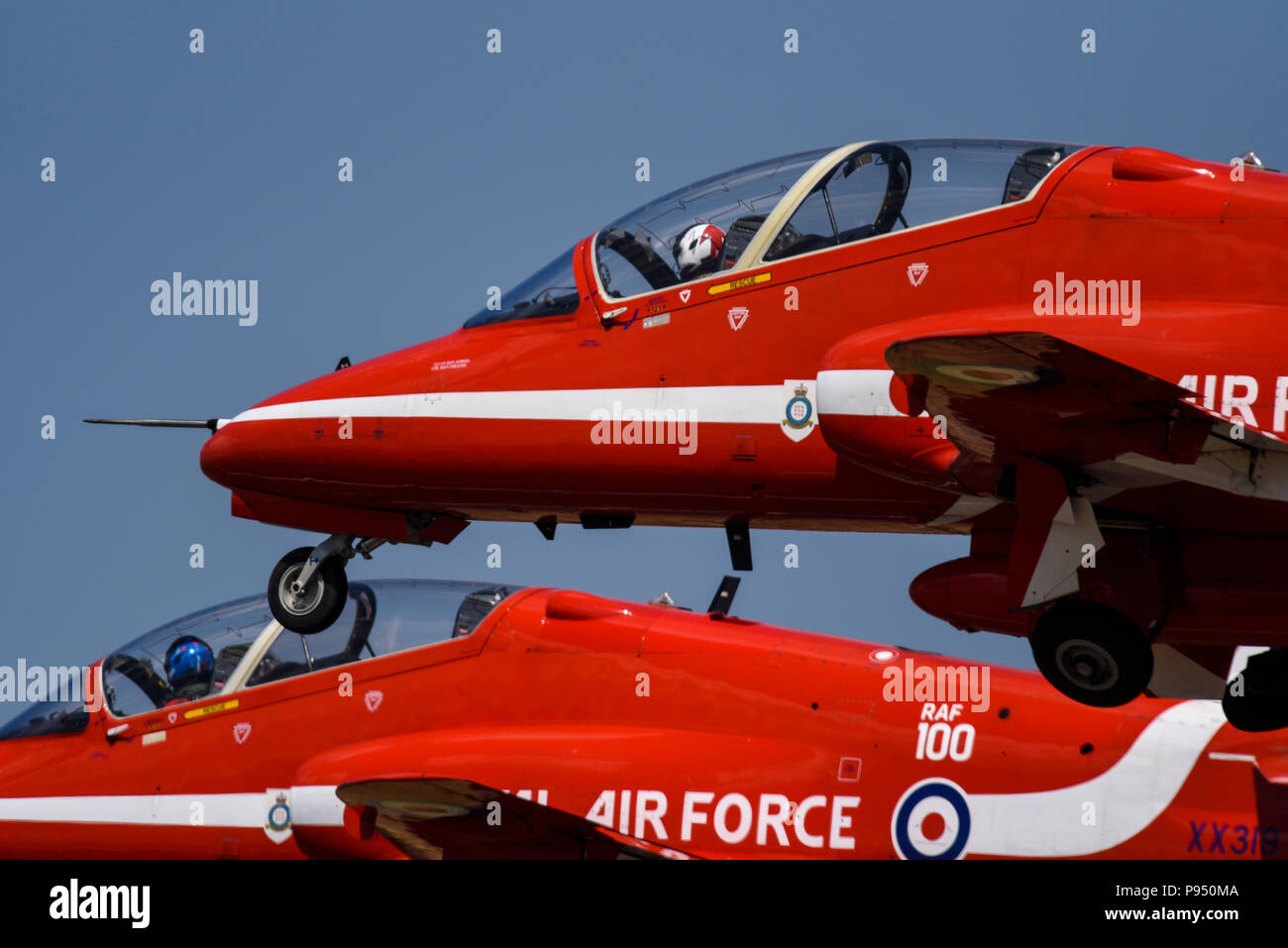 Royal Air Force RAF Red Arrows display team at RAF Fairford ...