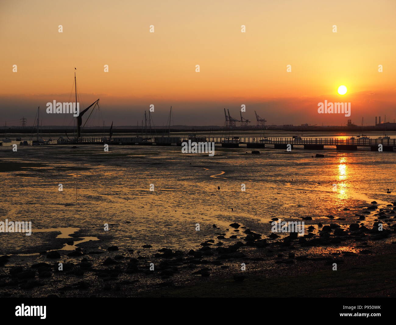 Queenborough, Kent, UK. 14th July, 2018. UK Weather: the sunset in ...
