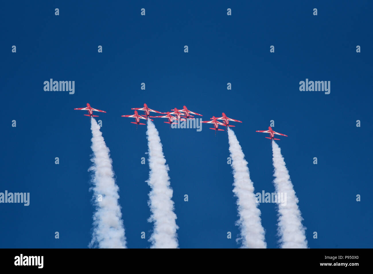 Royal Air Force RAF Red Arrows display team at RAF Fairford ...