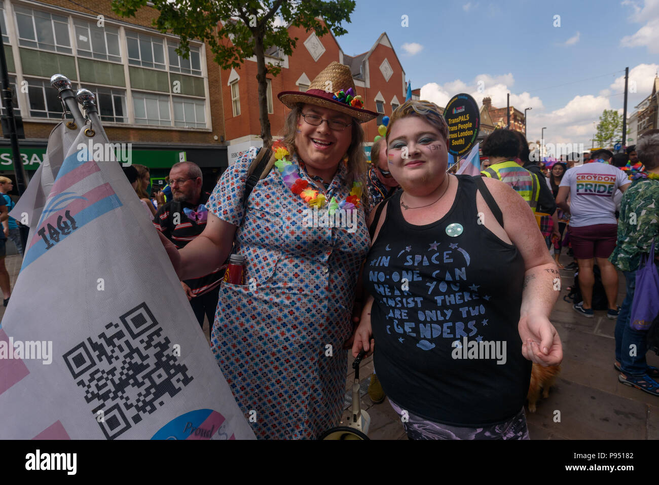 London, UK. 14th July 2018. People waiting for the start of the Croydon ...