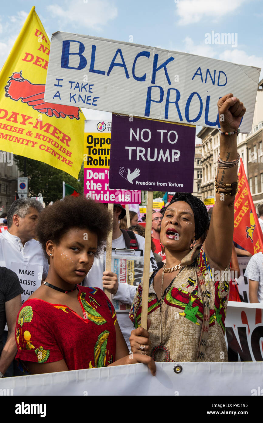 London, UK. 14th July, 2018. Anti-racists attend a Unity rally ...