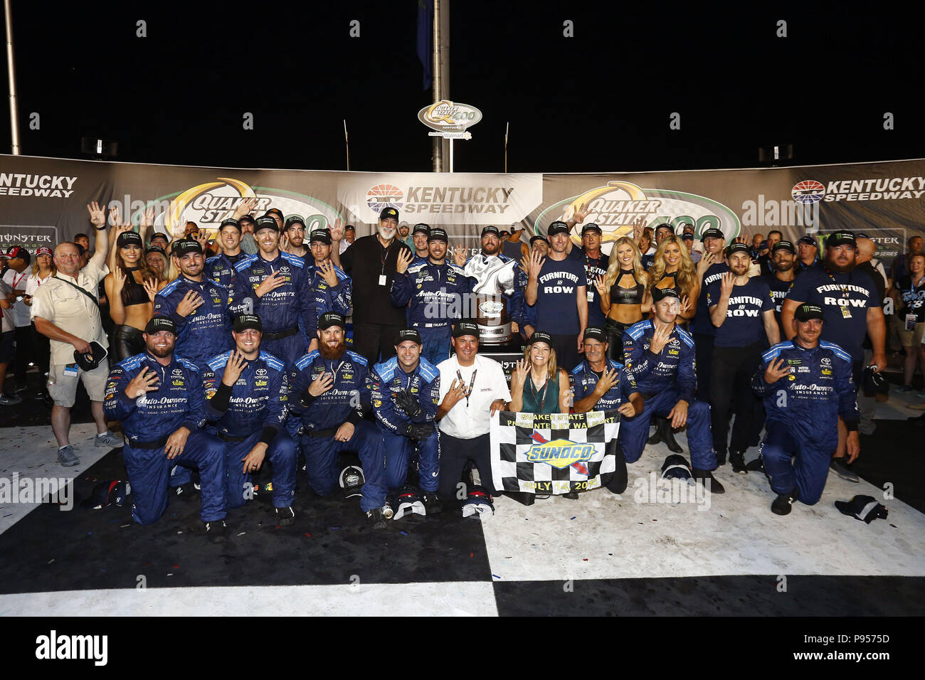 Sparta, Kentucky, USA. 14th July, 2018. Martin Truex, Jr (78) wins the ...