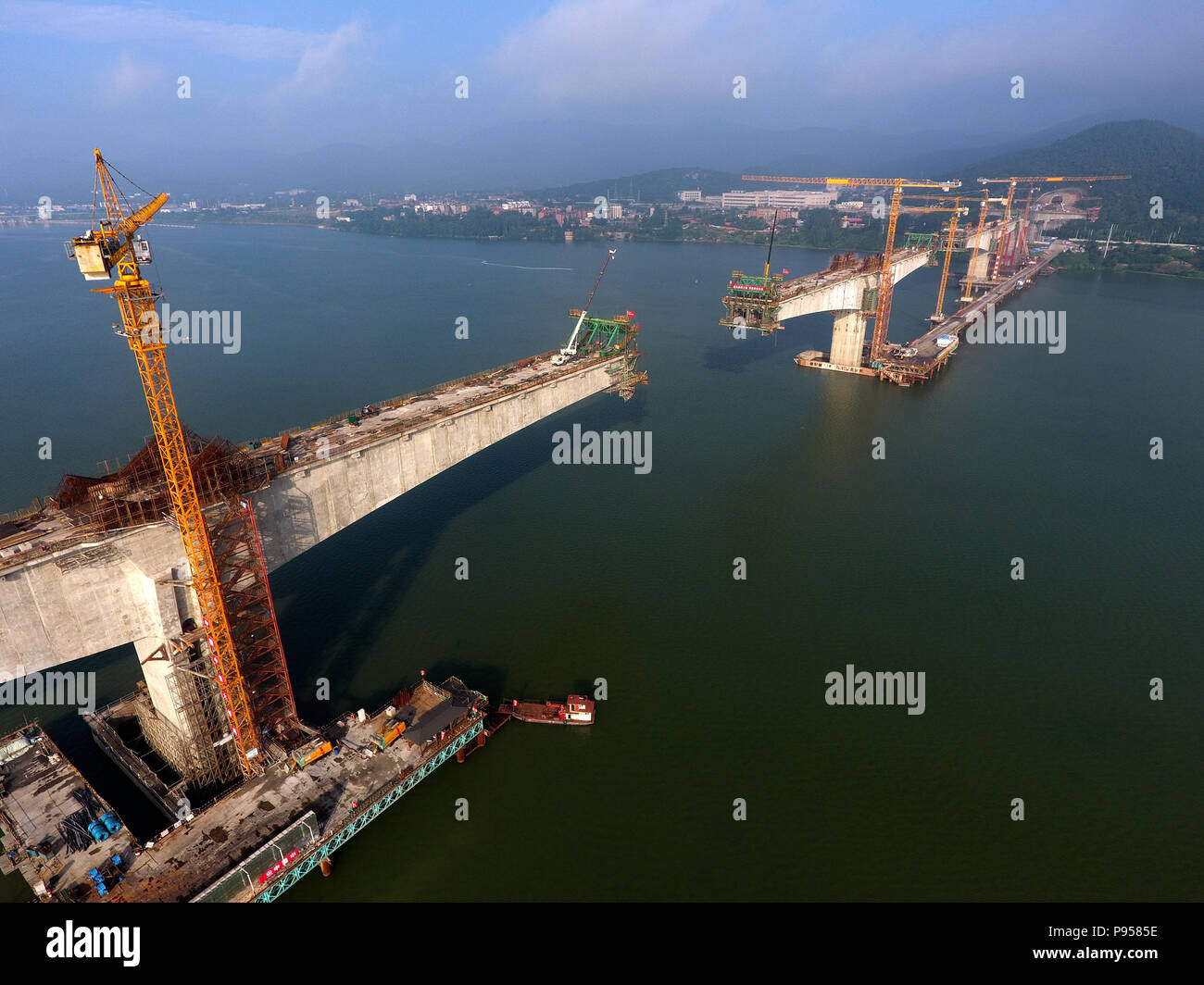Xiangyang. 14th July, 2018. Aerial photo taken on July 14, 2018 shows ...