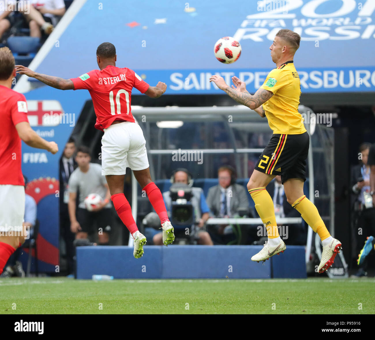 St. Peters Burg, 14th July 2018; Belgiums Toby and England's STERLING ...