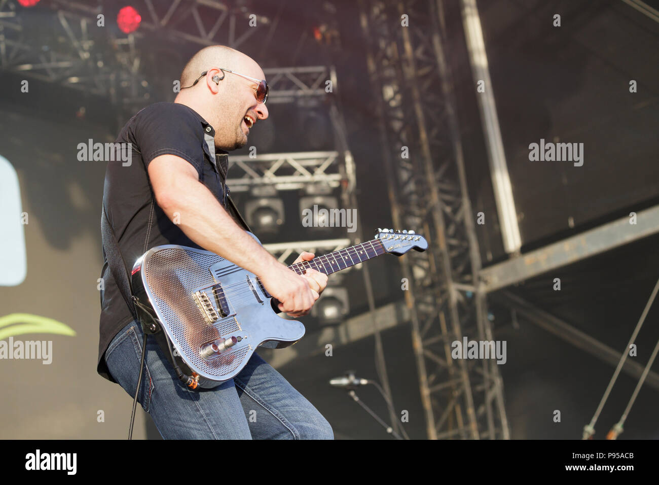 Tours, France. 14 Jul 2018. Robin Pelletier, lead guitarist of multi ...