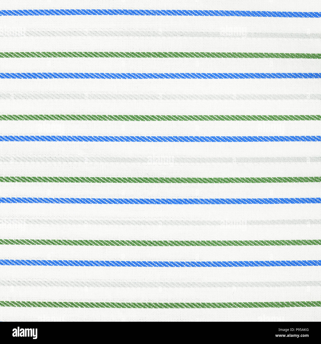 White fabric texture with blue and green stripes pattern. Closeup Stock ...