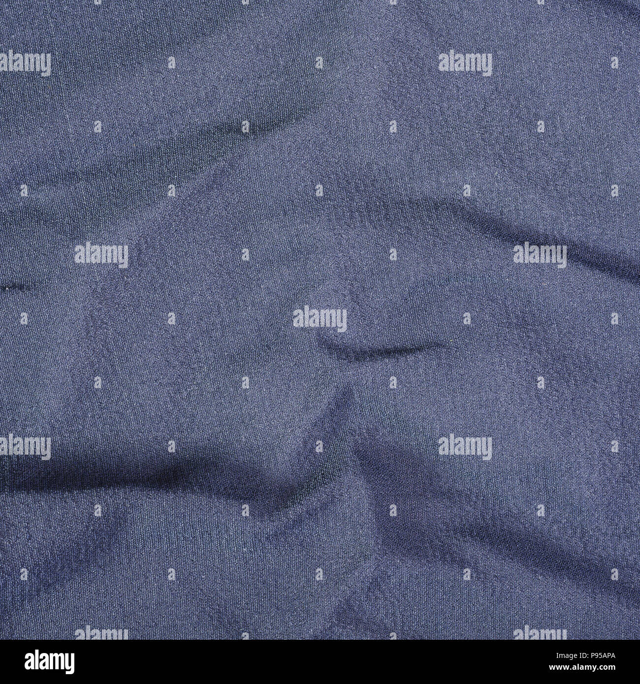 Blue wrinkled fabric texture. Closeup square Stock Photo - Alamy