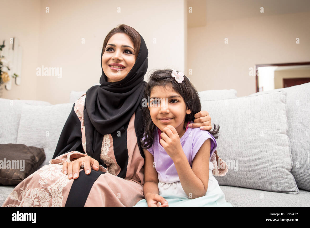 Happy arabian family having fun at home Stock Photo - Alamy