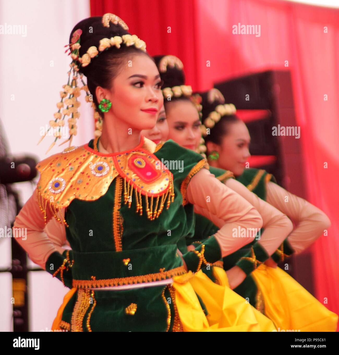 Madiun, Indonesia. 13th July, 2018. A number of people wearing costumes ...