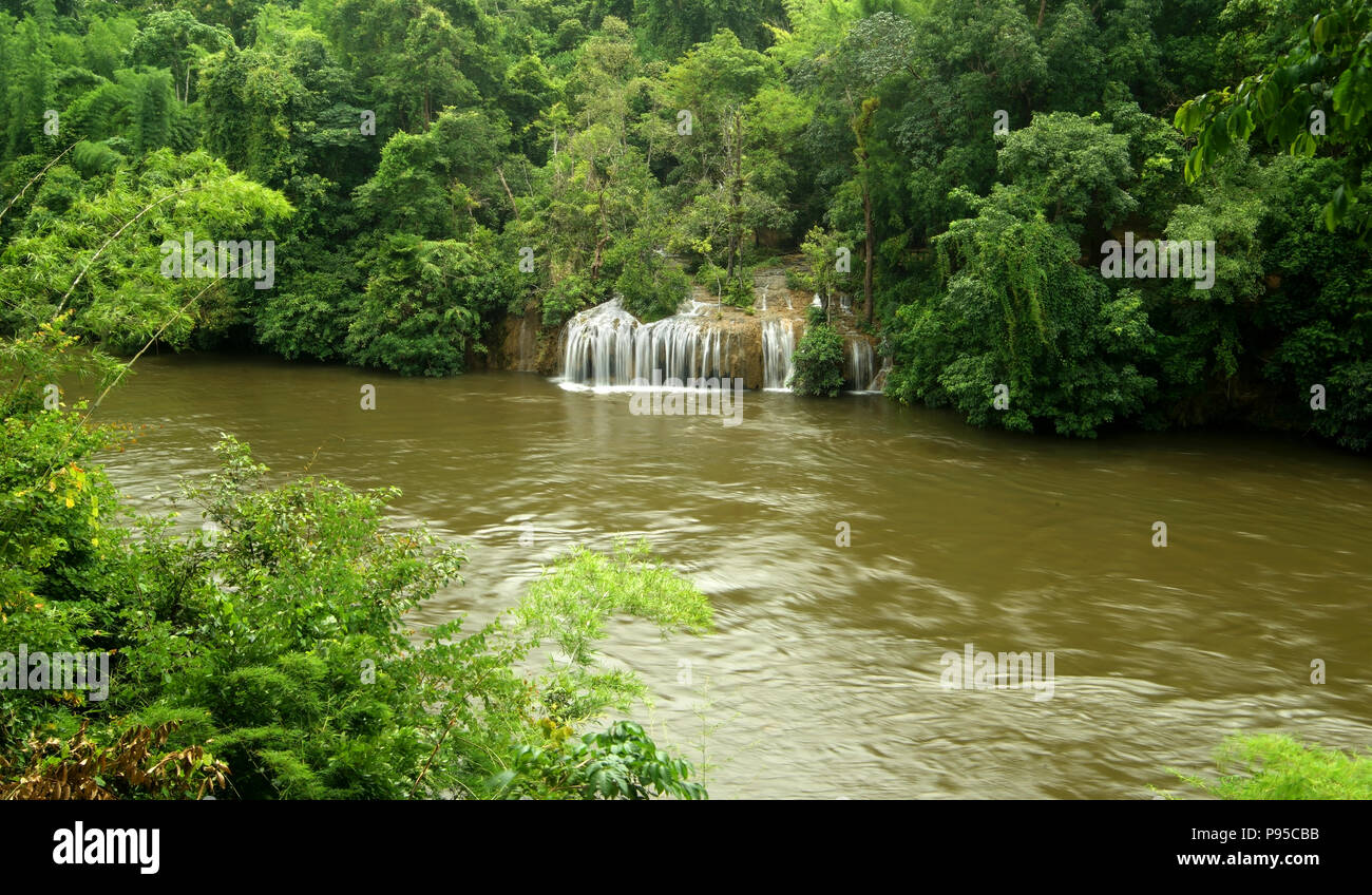 landscape photo, beautiful waterfall in green forest Stock Photo - Alamy