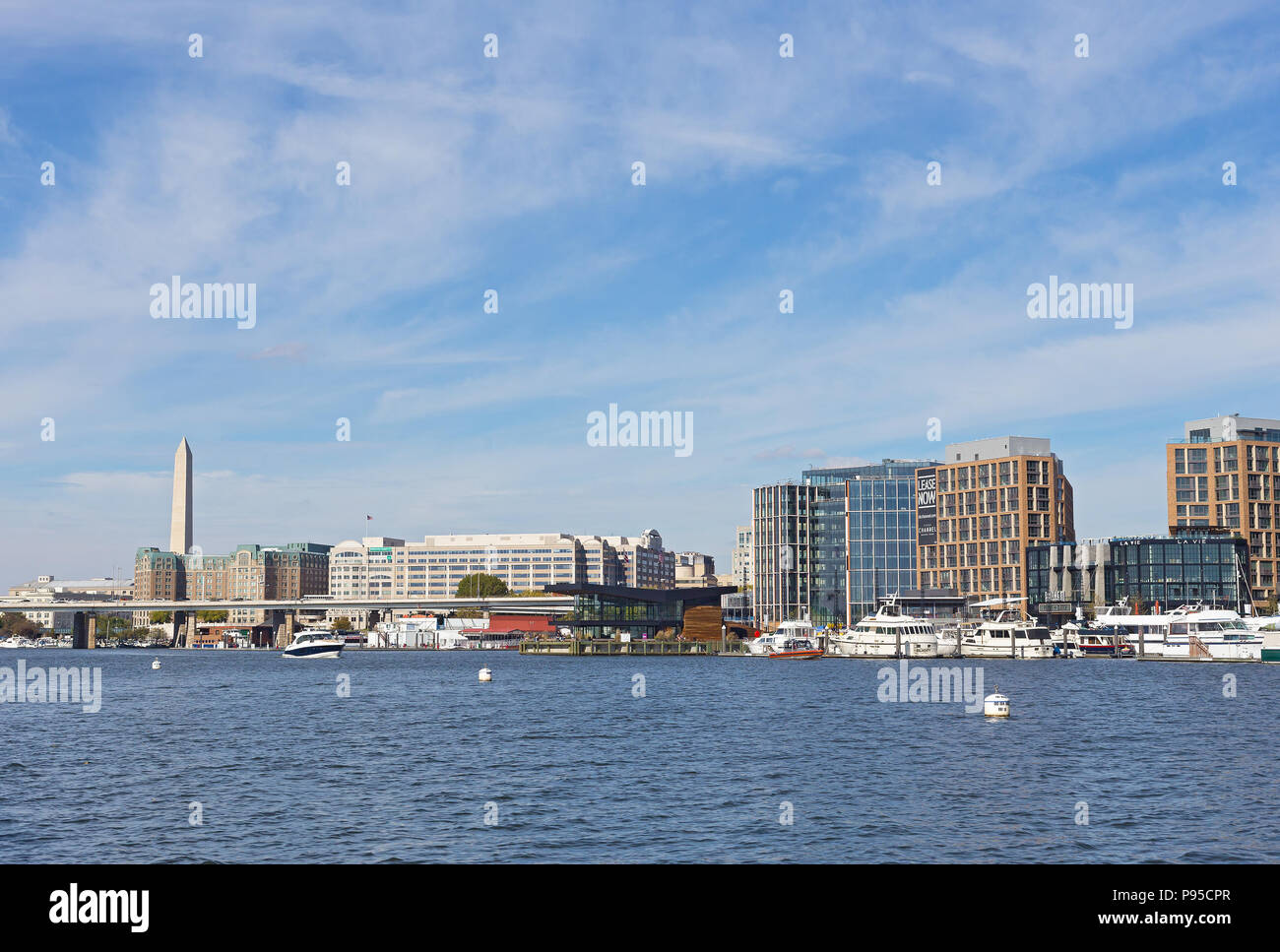 WASHINGTON DC, USA - OCTOBER 28, 2017: The Wharf of US capital with ...